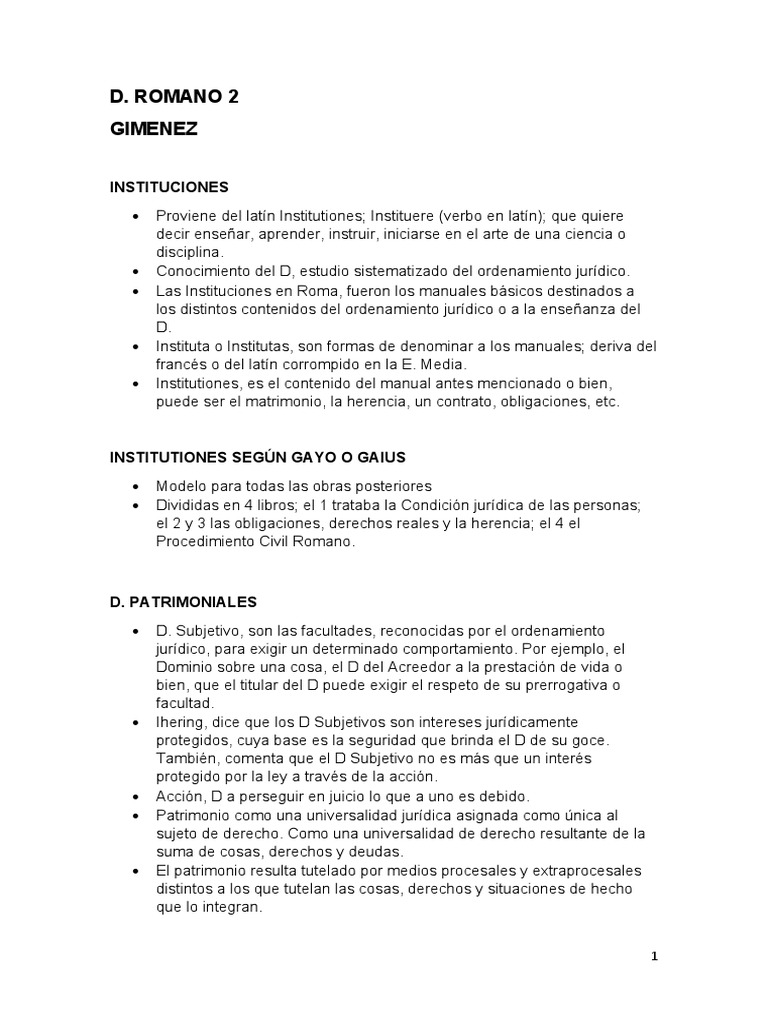 Derecho Romano 2 Gimenez | PDF