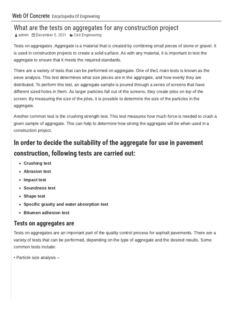 Aggregate Testing in Construction | PDF | Construction Aggregate | Asphalt