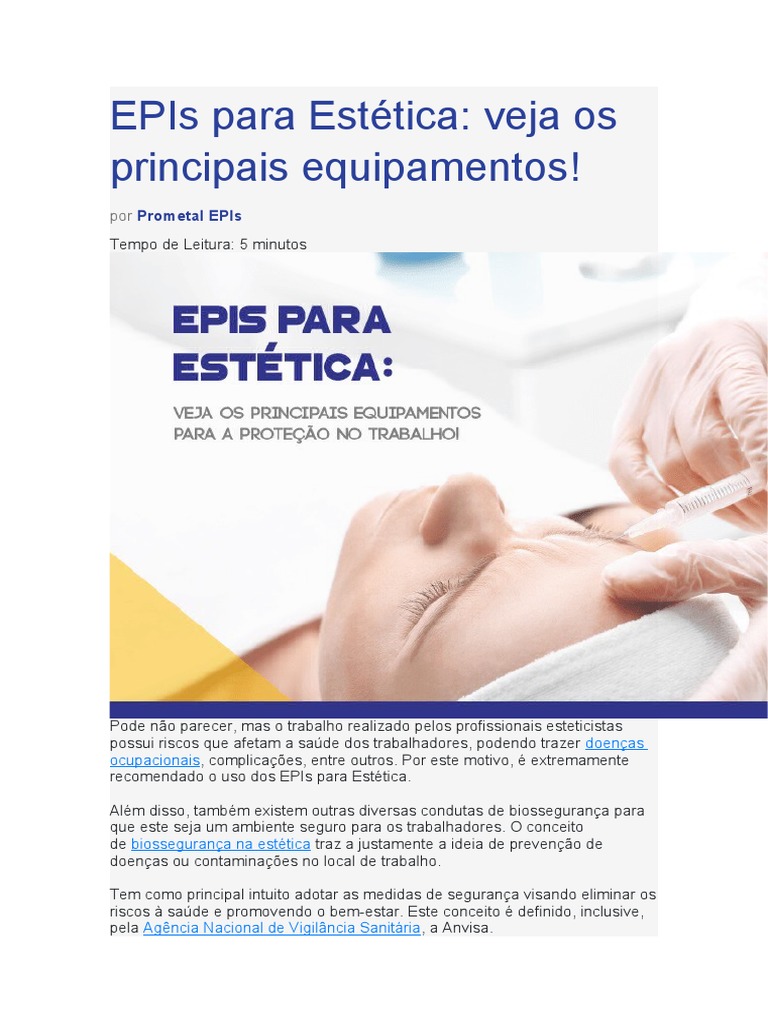 EPIs para Estética | PDF | Roupas