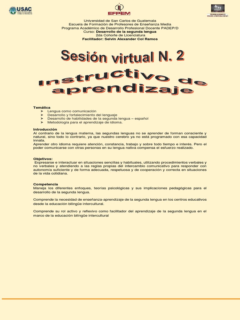 Dubón - Sheyla - Guía No. 2 | PDF | Segundo lenguaje | Aprendizaje
