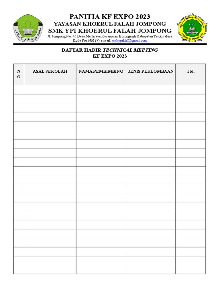 Daftar Hadir Tehmit Expo 2023 | PDF