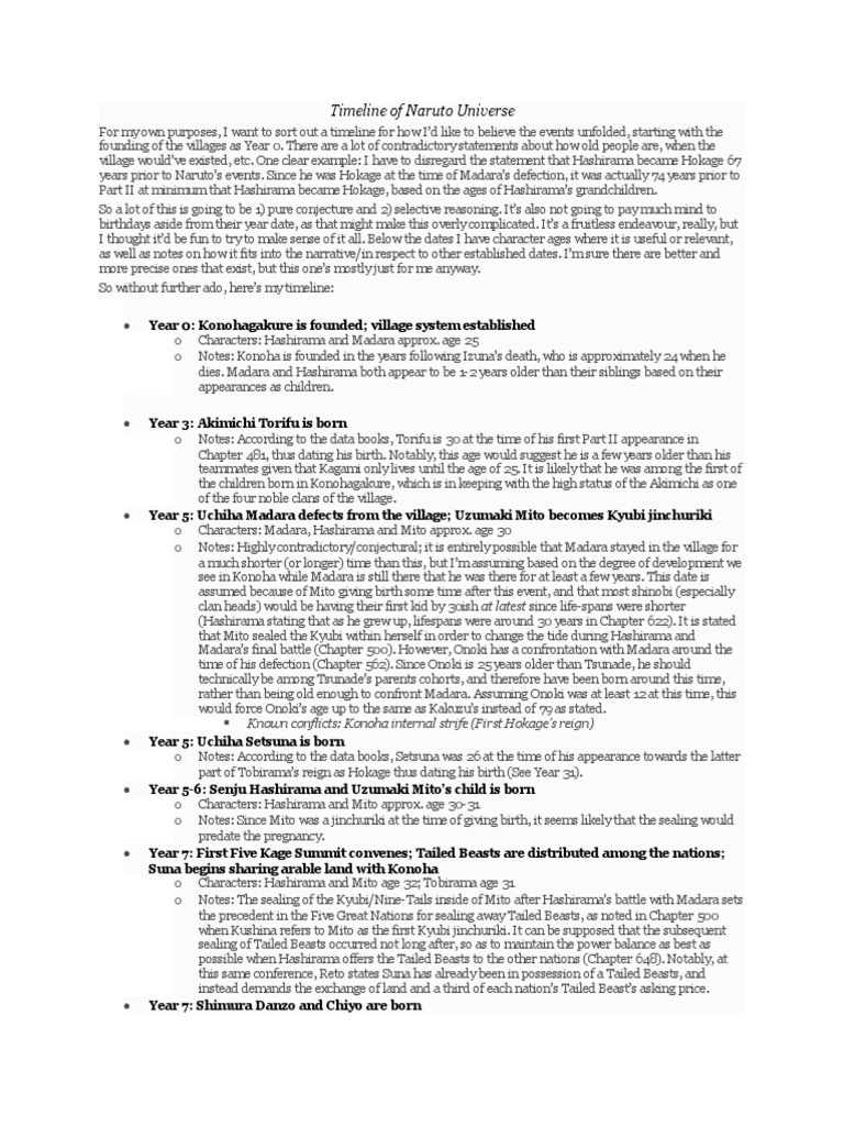 Timeline of Naruto Universe | PDF