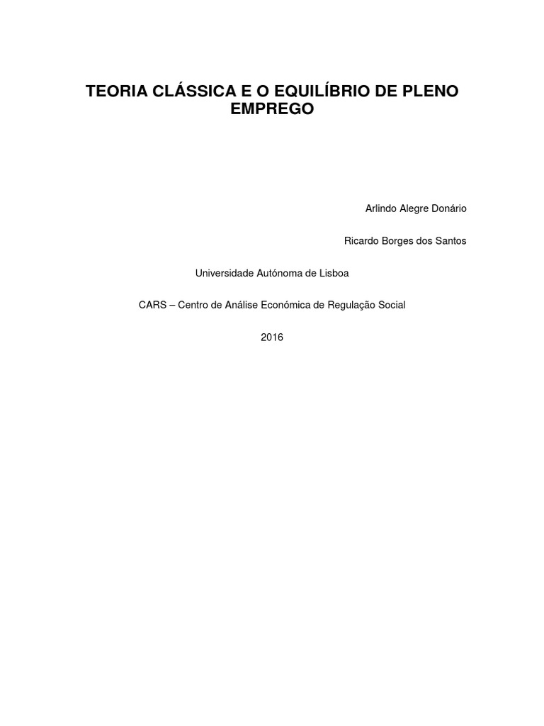Modelo Classico | PDF | Economia | Demanda