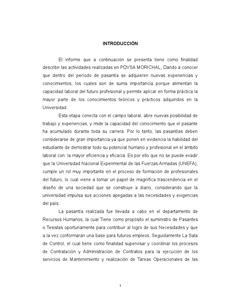 Informe De Pasantias Pdf Venezuela Gestión De Recursos Humanos