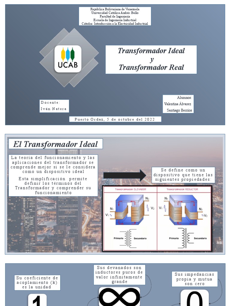 Transformador Ideal y Real Valentina Álvarez y Santiago Berrios | PDF | Transformador | Inductor