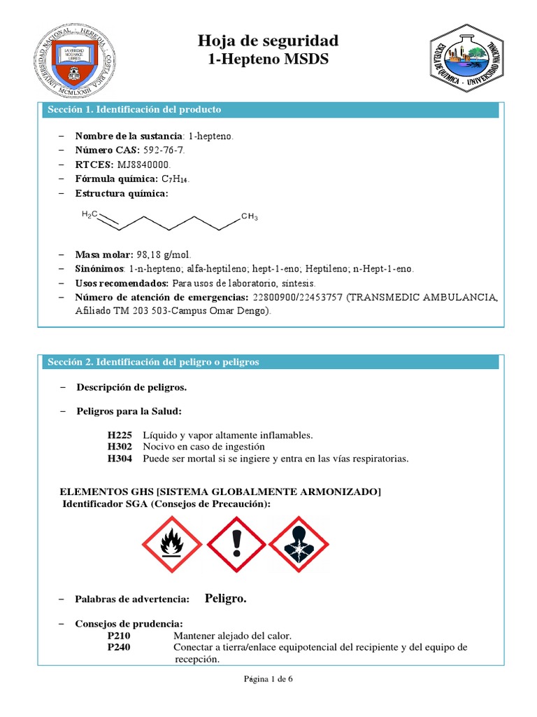 1-Hepteno (EQ1) PDF | PDF | Agua | Dióxido de carbono