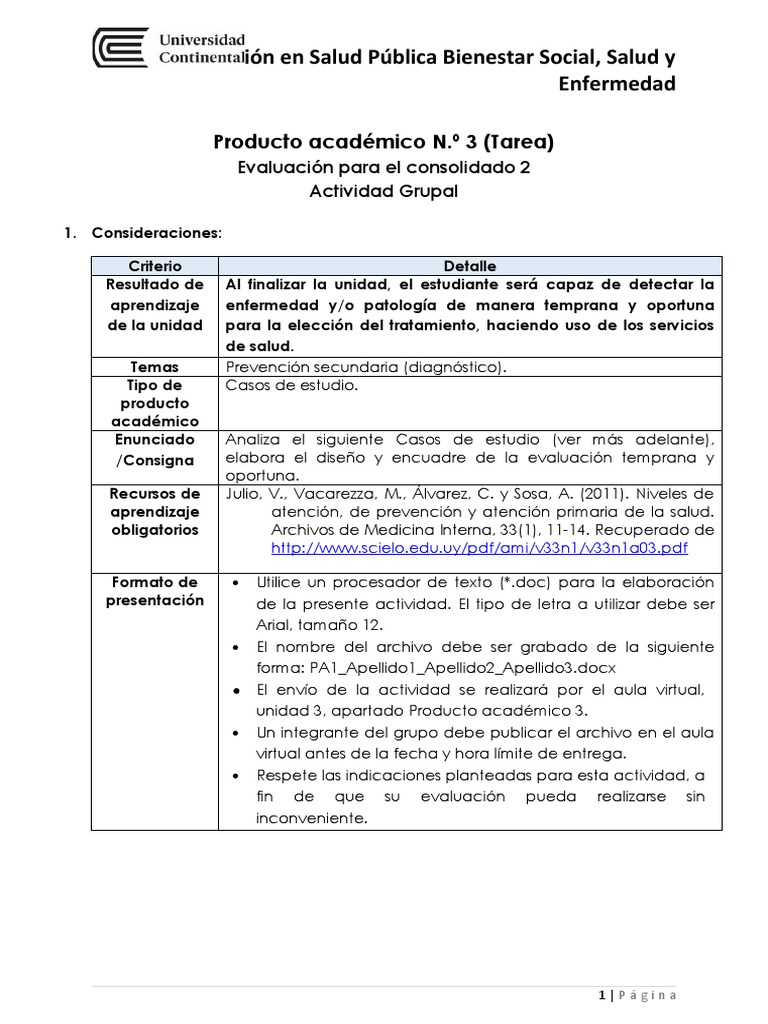Producto Académico N.º 3 (Tarea) .VF | PDF | Evaluación | Síntoma