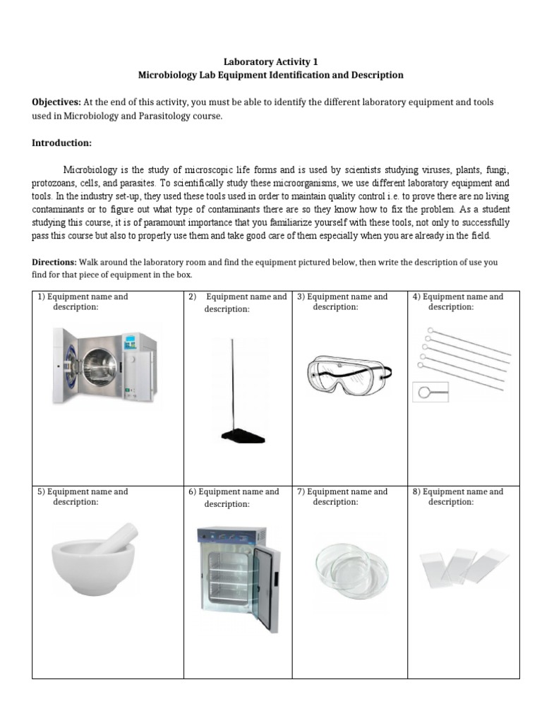 Lab Activity 1-Part I-LabEquipmentIdentificationWorksheet-1 | PDF ...