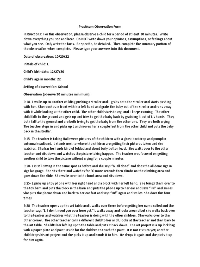 Running Record Observation | PDF