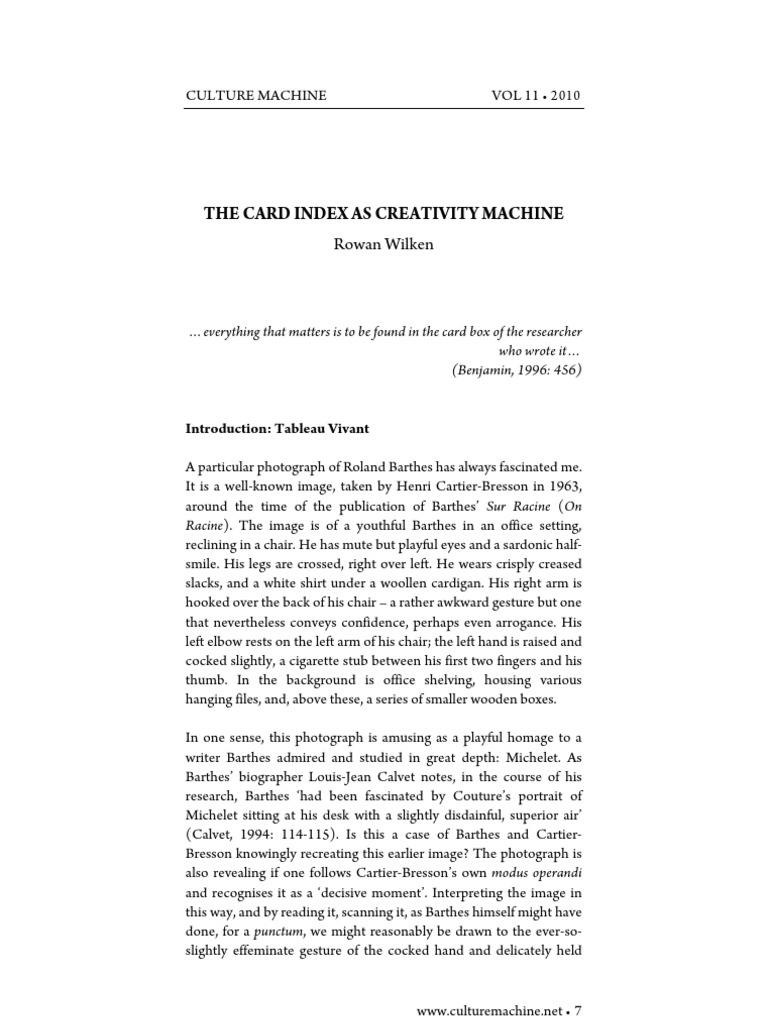 The Card Index As Creativity Machine: Rowan Wilken | PDF ...