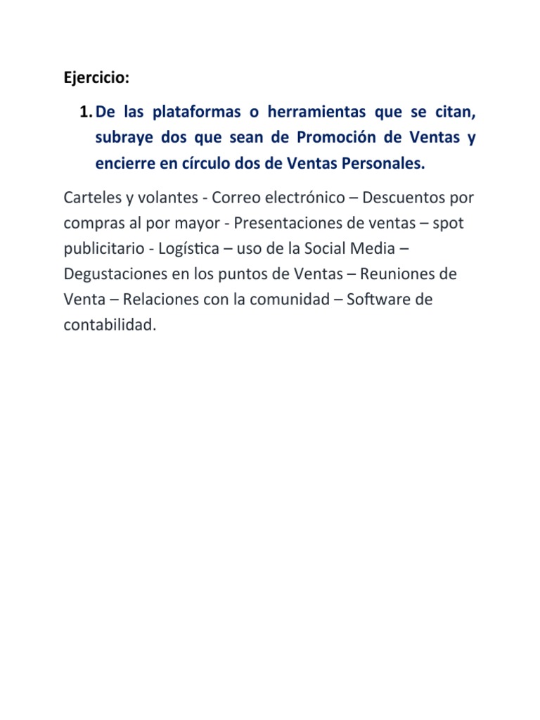 Ejercicio Ventas y Promociones de Ventas | PDF