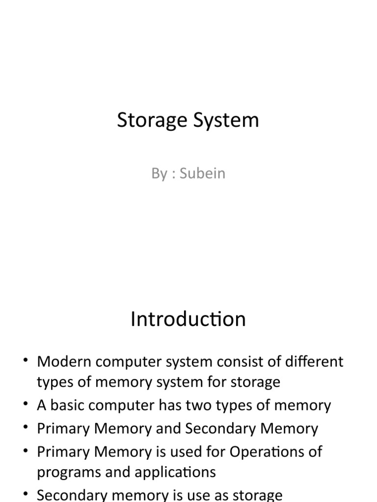 Storage System Pdf Random Access Memory Computer Data Storage