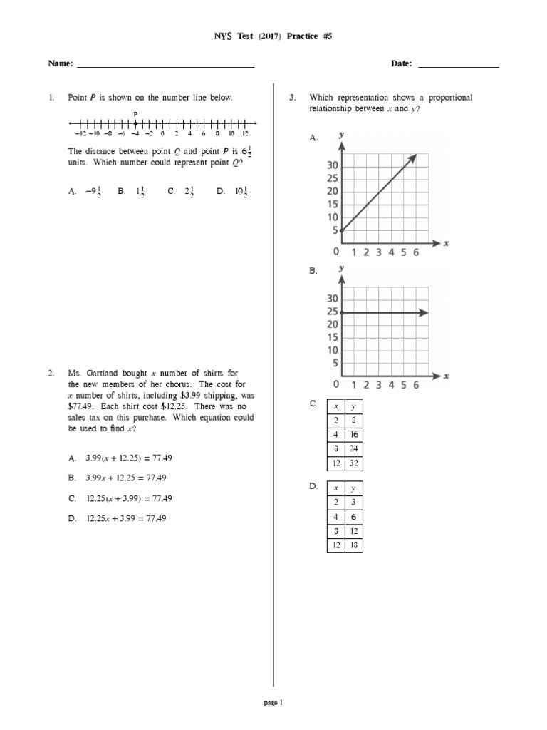 NYS Test (2017) Practice #5 | PDF | Gold | Taxes