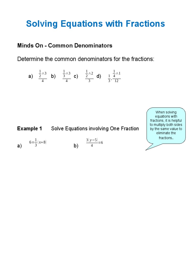 Solving Fraction Equations Guide | PDF