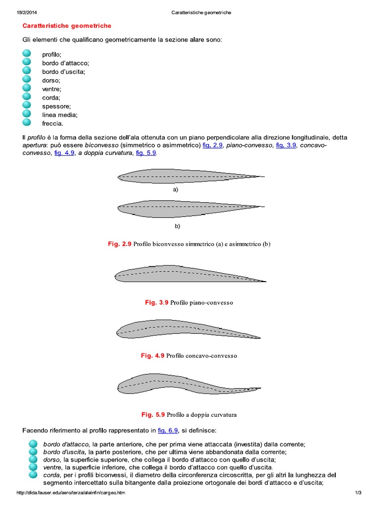 Caratteristiche Geometriche dei Profili Alari | PDF