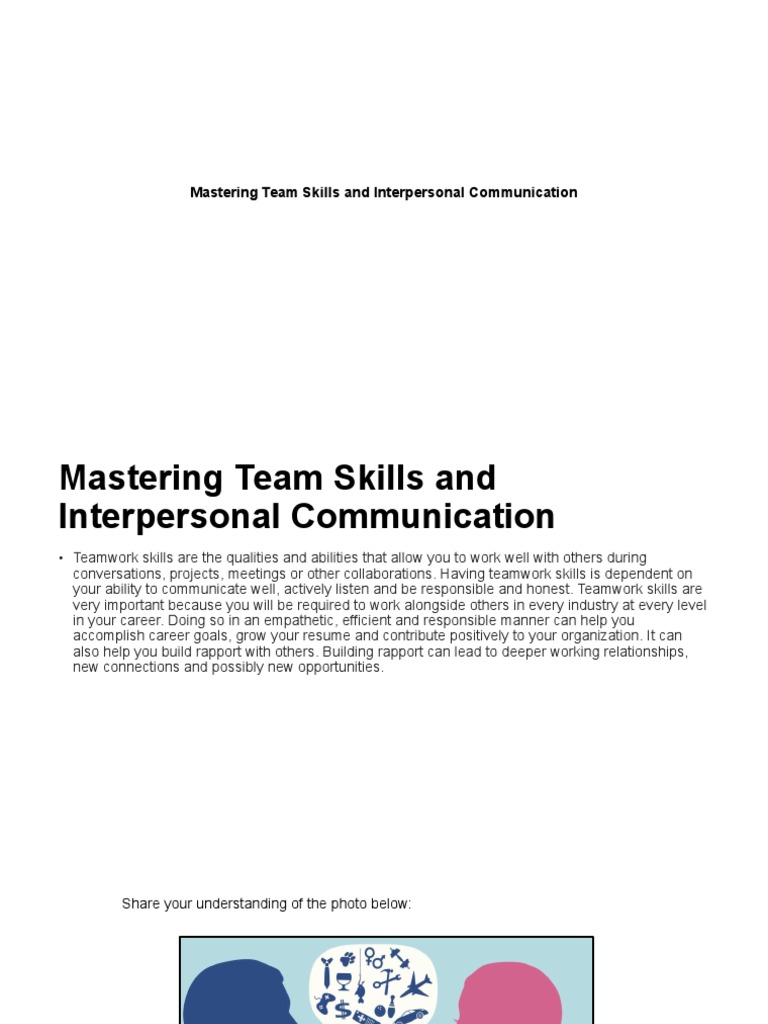 Team Skills and Communication Mastery | PDF | Nonverbal Communication ...
