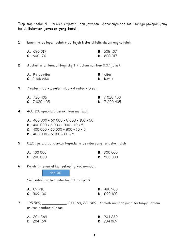 Soalan MT THN 5 | PDF