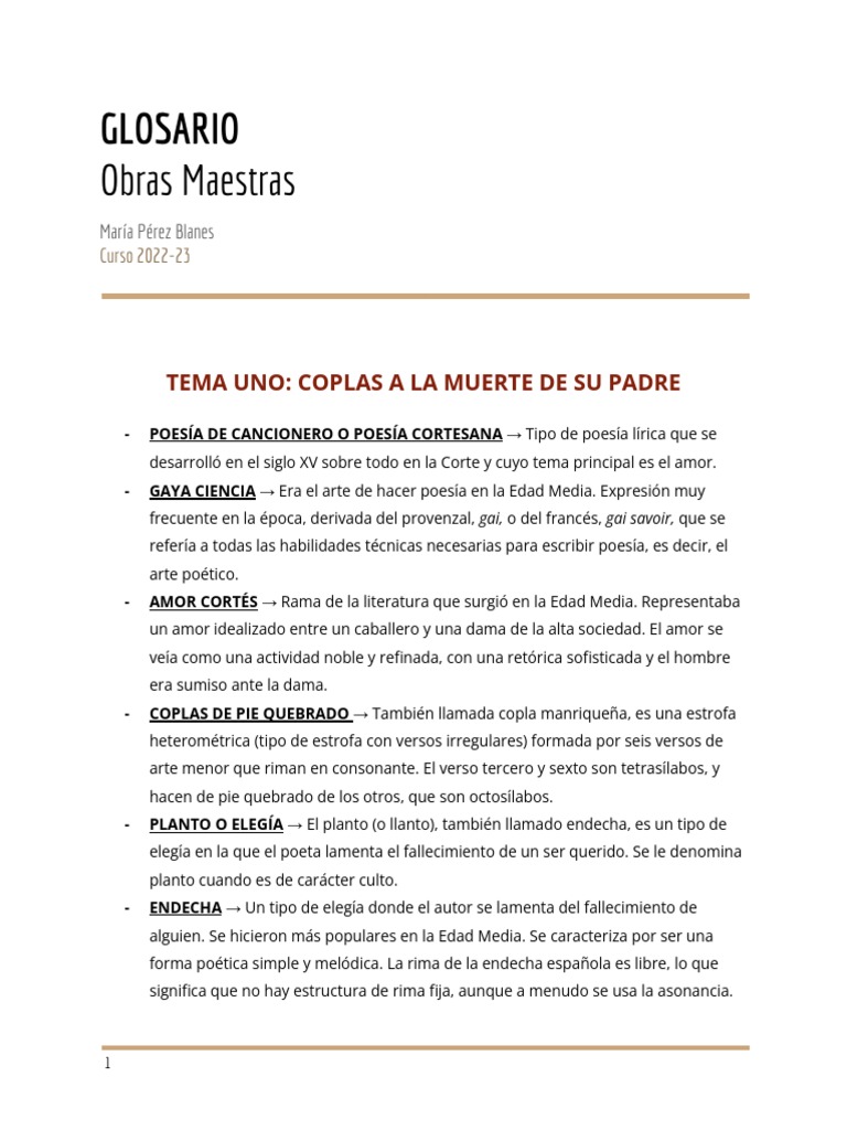 Glosario de Términos Literarios Medievales | PDF | Poesía | Narración