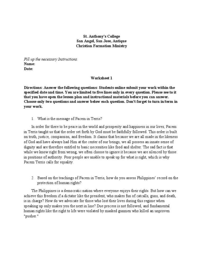 Week 14 Worksheet 1 | PDF