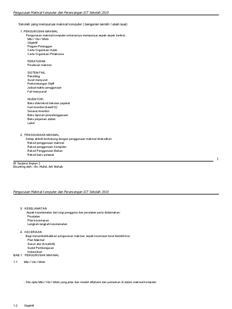 Panduan Pengurusan Makmal Komputer | PDF