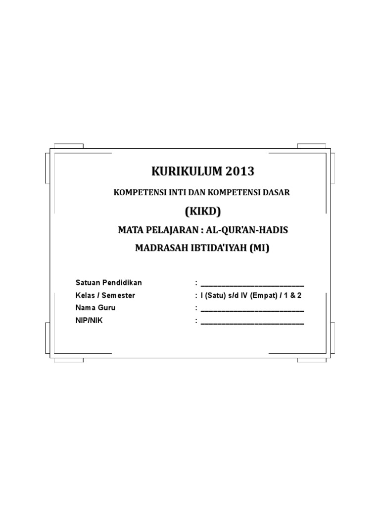 KI & KD Kls 1 Dan 4 | PDF