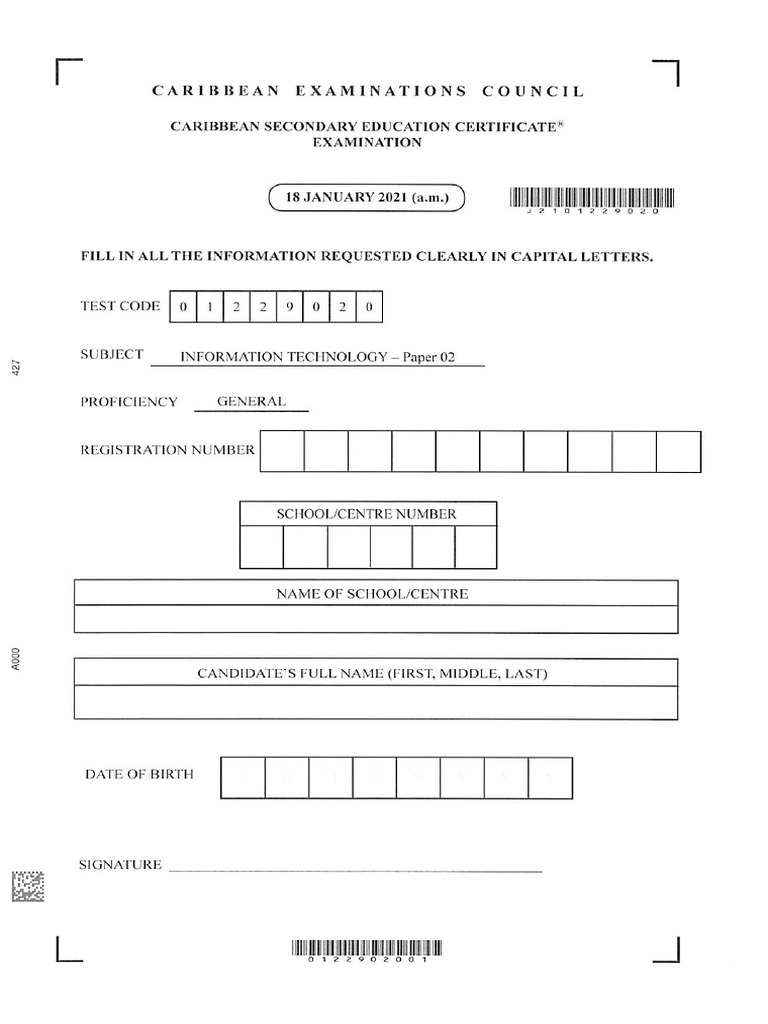 Information Technology Paper 02 JAN 2021 | PDF