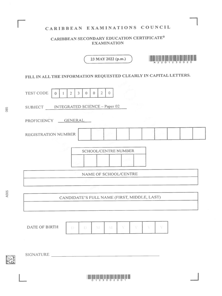 Intergrated Science Paper 02 MAY 2022 PDF | PDF