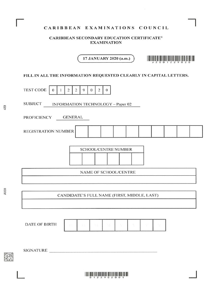 Information Technology Paper 02 JAN 2020 PDF | PDF