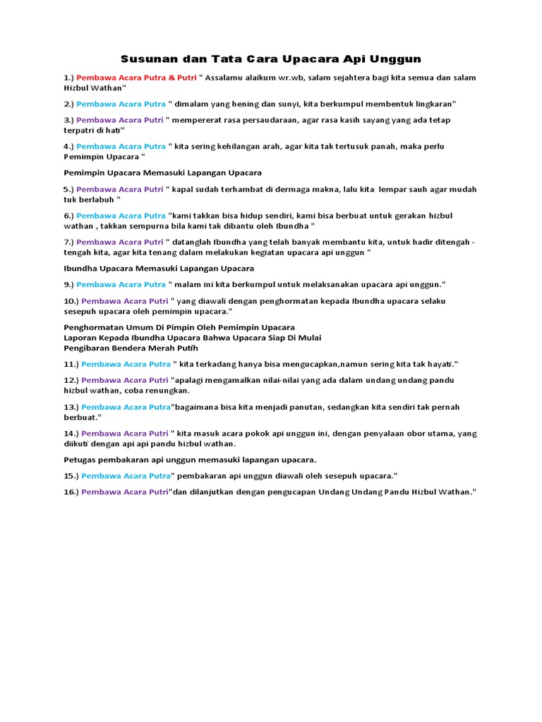 Susunan Dan Tata Cara Upacara Api Unggun | PDF