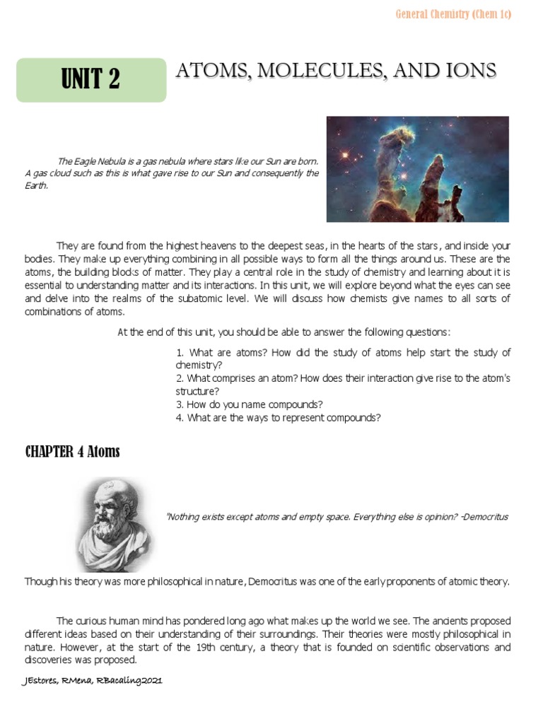 Unit 2 - Atoms PDF | Download Free PDF | Ion | Atomic Nucleus