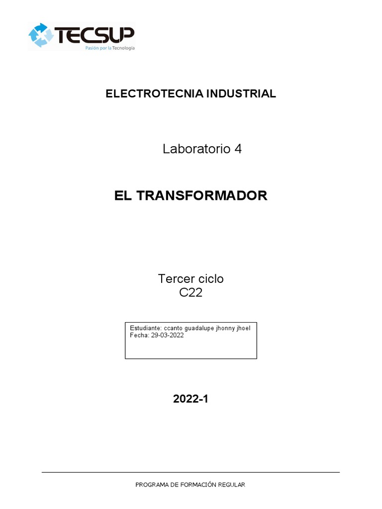 LAB - 04 - El Transformador | PDF | Transformador | Metrología