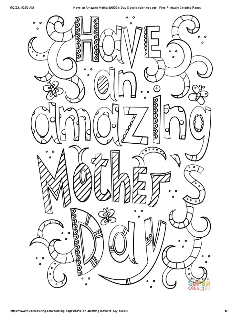 5TO - Have An Amazing Mother' S Day Doodle Coloring Page - Free ...