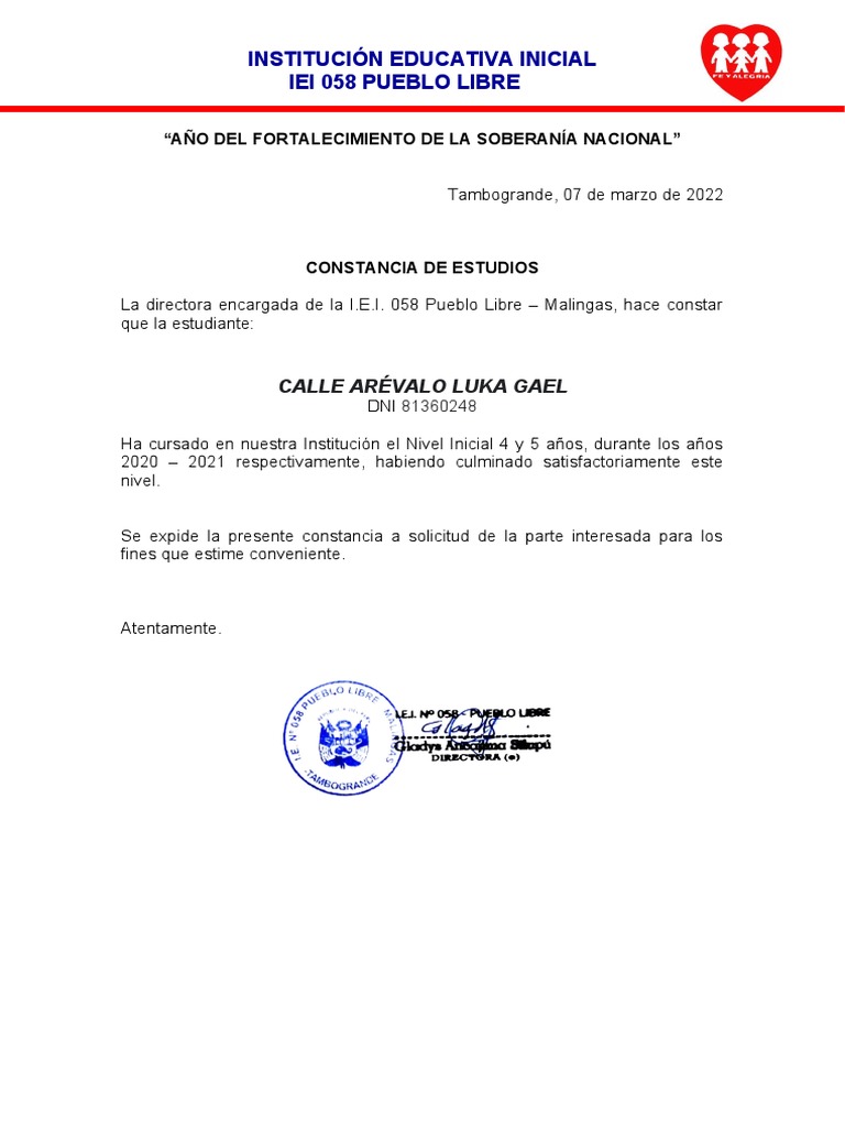 Constancia de Estudios Soleee | PDF