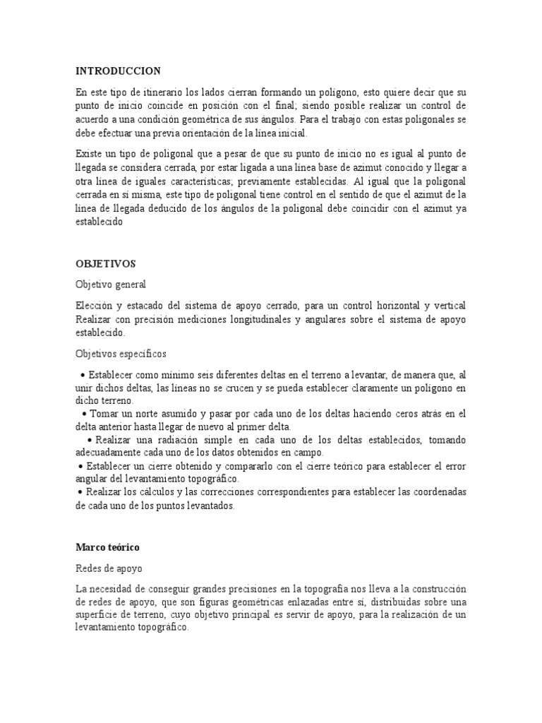 Poligonal Cerrada | PDF | Topografía | Geometría Elemental