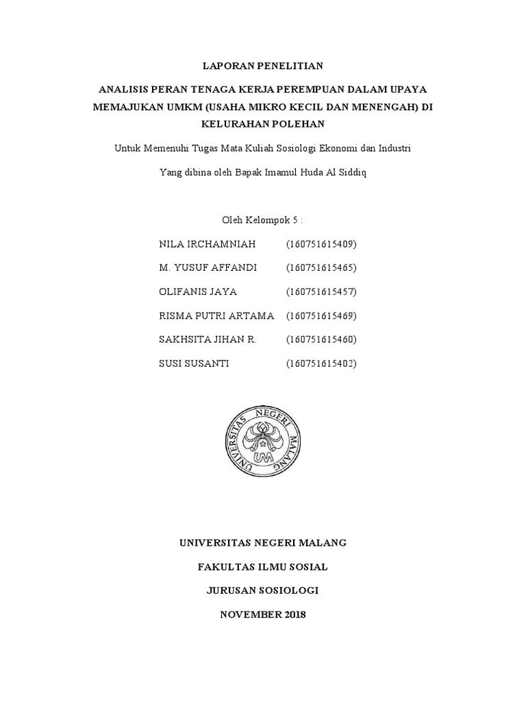 Peran Perempuan dalam UMKM Polehan | PDF