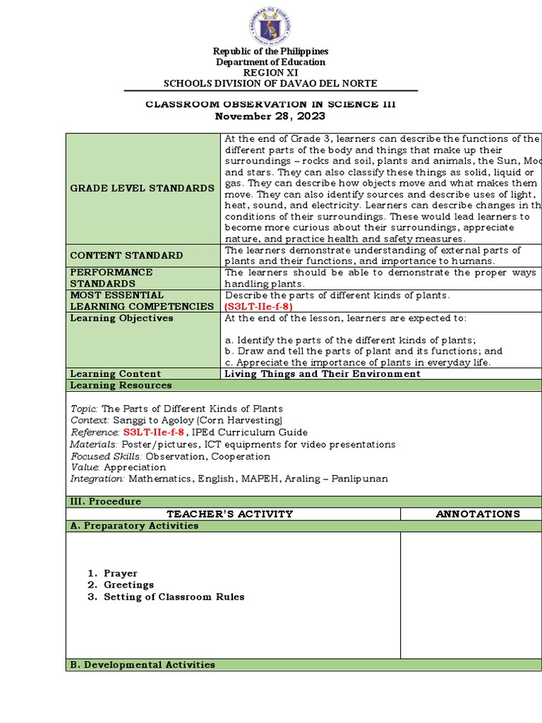 Co 1 Lesson Plan | PDF