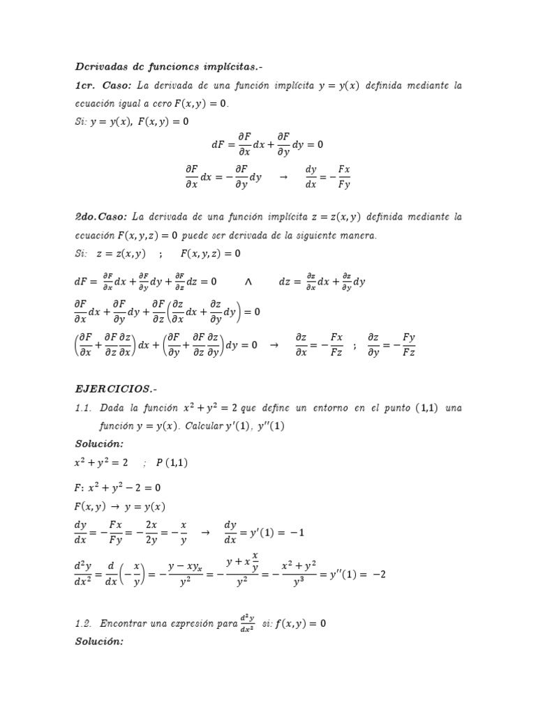 Derivadas de Funciones Implícitas | PDF | Derivado | Análisis