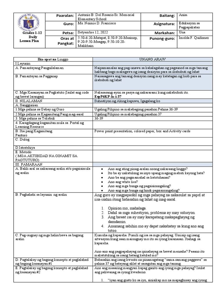 DLP-ESP-WEEK 4-Francisco | PDF