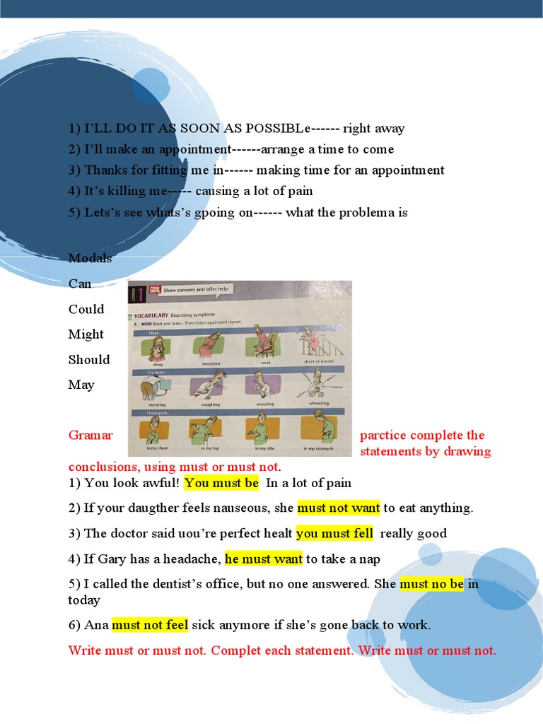 Guidance on Using Modal Verbs and Making Deductions Based on Contextual ...