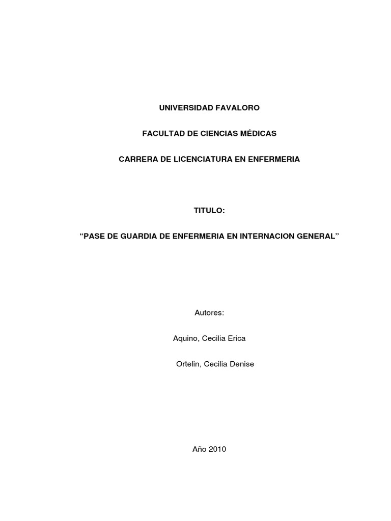 Dificultades en el Pase de Guardia Enfermería | PDF | Enfermería ...