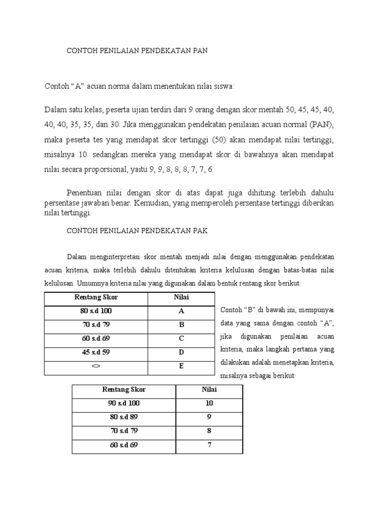 Contoh Penilaian Pendekatan Pan Dan Pak | PDF