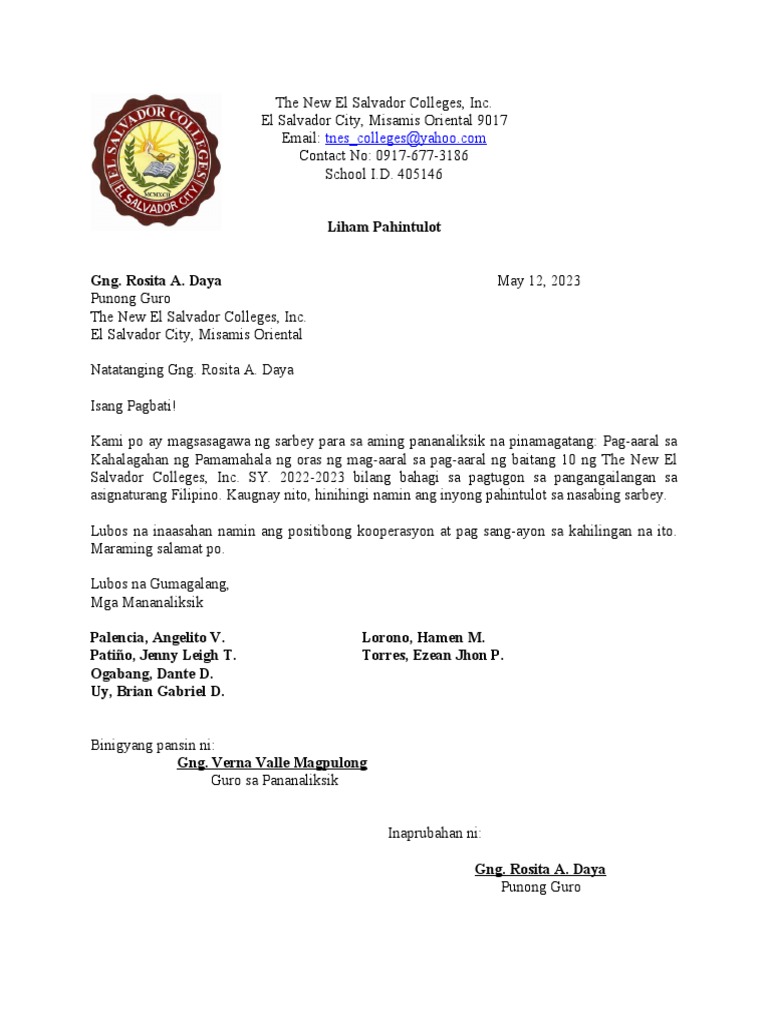 Liham Pahintulot g5 | PDF