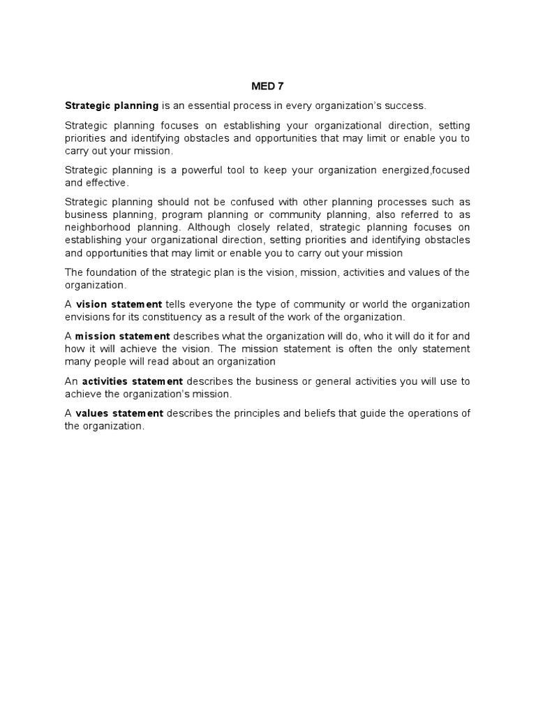 Strategic Planning | PDF Strategic Planning | PDF