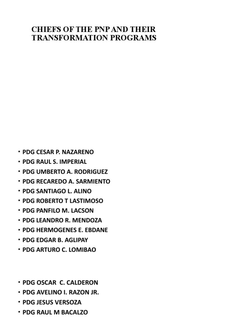 Chiefs of The PNP and Their Transformation Programs | PDF