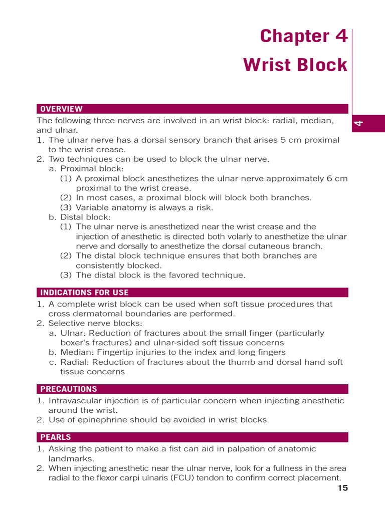 Chapter 4 - Wrist Block | PDF | Injection (Medicine) | Finger
