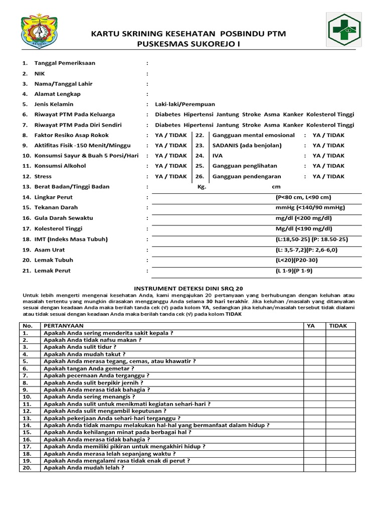 Kartu Posbindu PTM | PDF