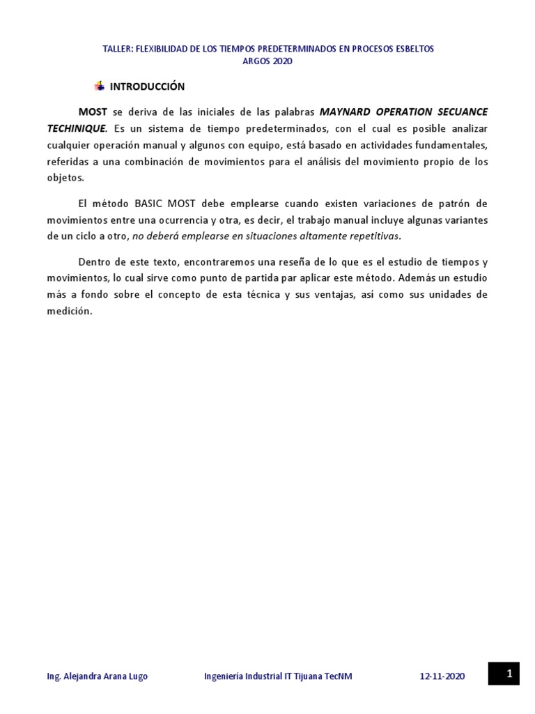 Introduccion-Most Tablas Detalladas | PDF | Medición | Ingeniería