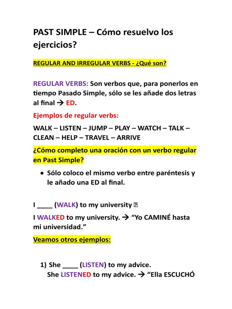Instructivo de Past Simple | PDF