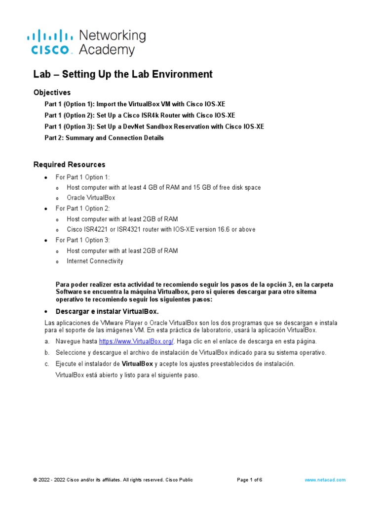 Laboratorio 3 - Setting Up The Lab Environment | PDF | Router ...
