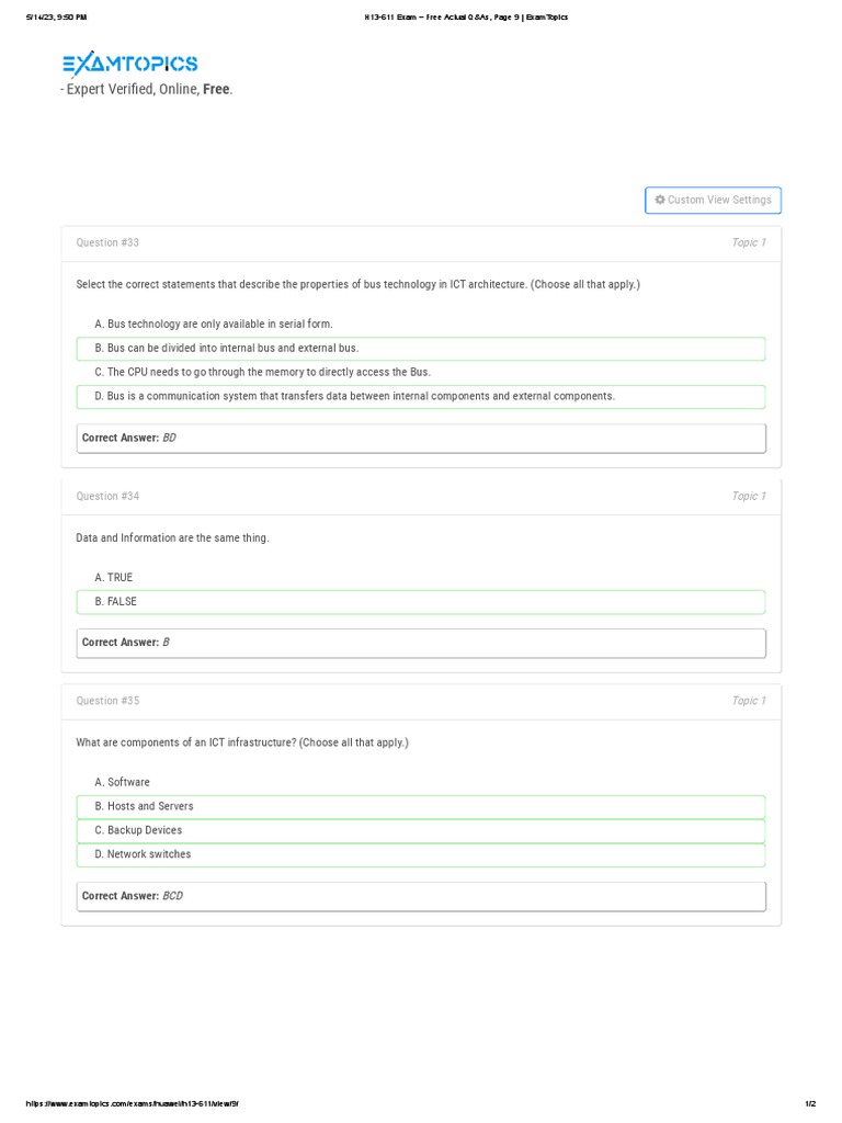 H13-611 Exam - Free Actual Q&As, Page 9 - ExamTopics PDF | PDF | Information Technology ...